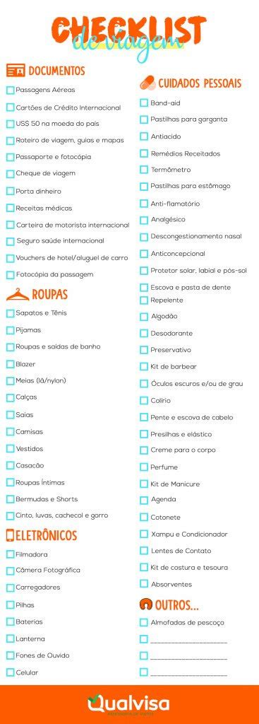20 dicas de organização de viagem Bônus checklist de viagem Qualvisa