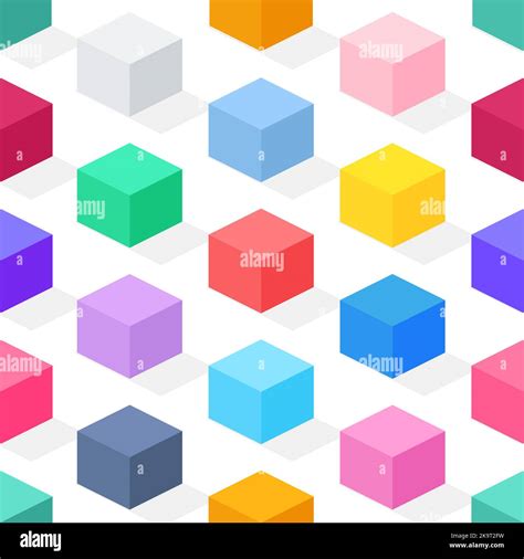 Seamless Pattern Of Isometric Colorful Cubes Stock Vector Image Art