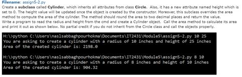 solved filename assign5 2 py create a subclass called