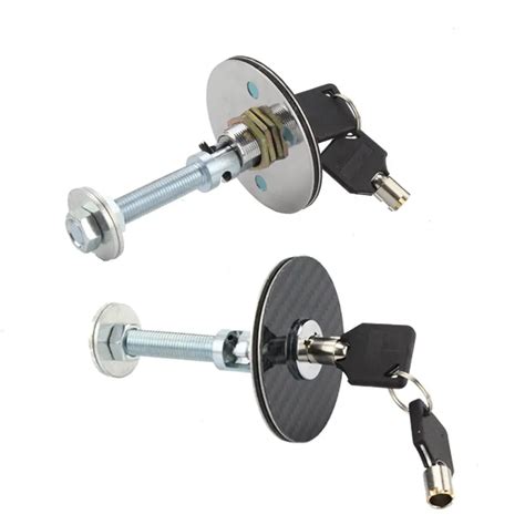 2x Universal Round Carbon Fiber Mount Car Racing Bonnet Hood Lock Pins Latch Kit With Key
