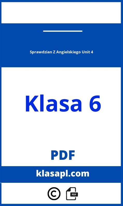 Sprawdzian Z Angielskiego Klasa Unit