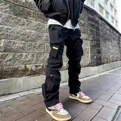 Unisex HipHop Kargo Pantolon Erkek K Yafetleri Harajuku D Zensiz Cepler