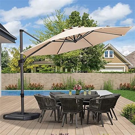 PURPLE LEAF 3 3 M Round Garden Cantilever Parasol Large Square Patio