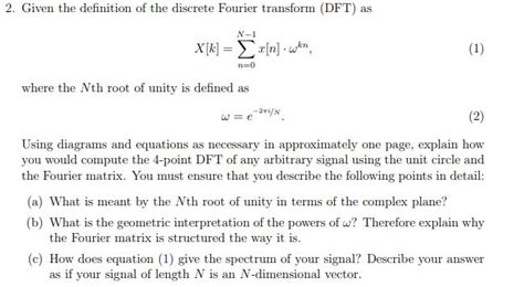 2 given the definition of the discrete fourier