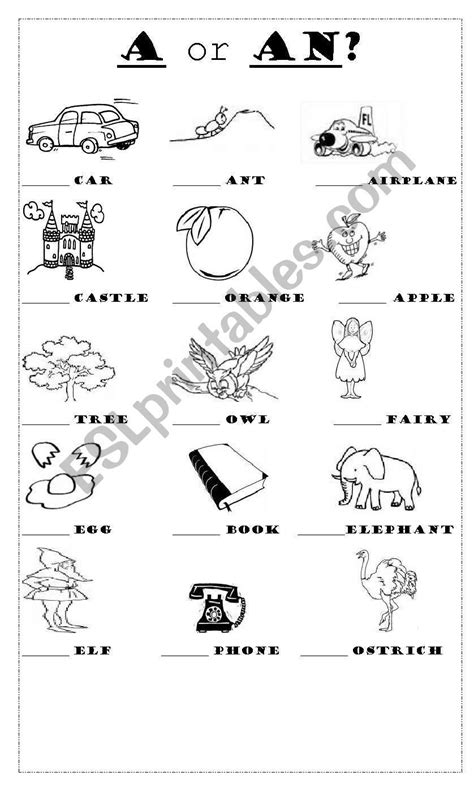 A Or An Worksheet English Teaching Resources English Grammar