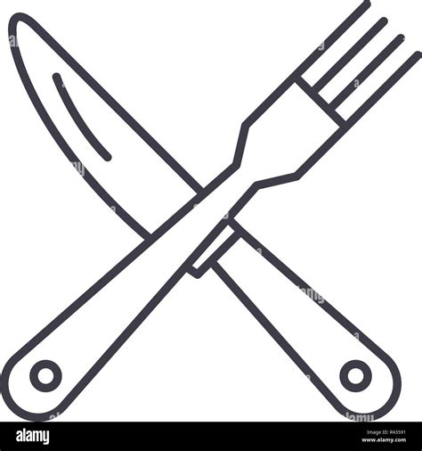 Fork And Knife Line Icon Concept Fork And Knife Vector Linear