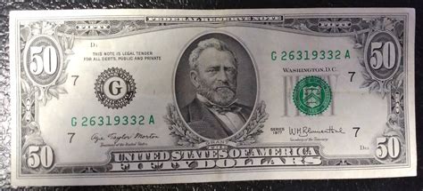 1977 Series 50 Dollar Federal Reserve Note Chicago Ill Vintage Etsy