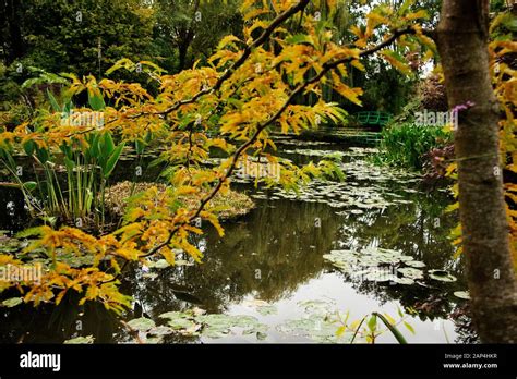 Claude Monet Garden Giverny Water Garden And Lily Pond In Autumn