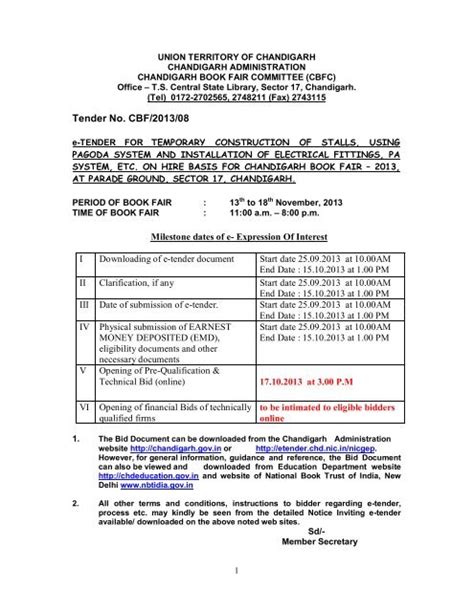 E Tender For Temporary Construction Of Stalls Using Pagoda System