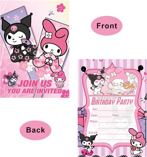 Paquete De Tarjetas De Invitaci N De Cumplea Os Kuromi And My Melody