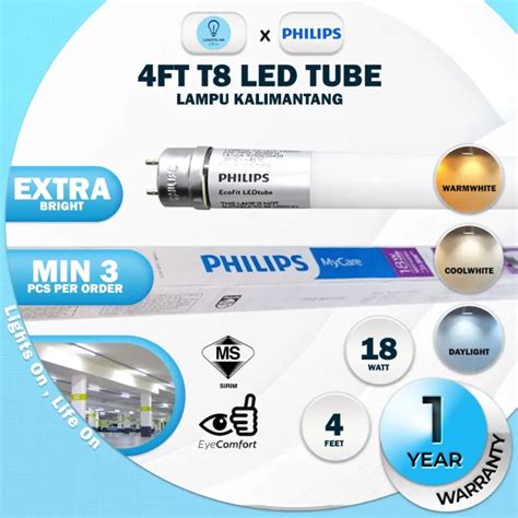 Philips 4ft 18w Ecofit T8 Glass LED Tube Lampu Panjang Lampu Led Lampu