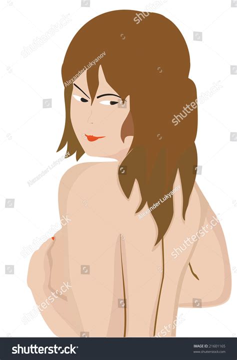 Illustration Raster Naked Girl Looking Back Shutterstock