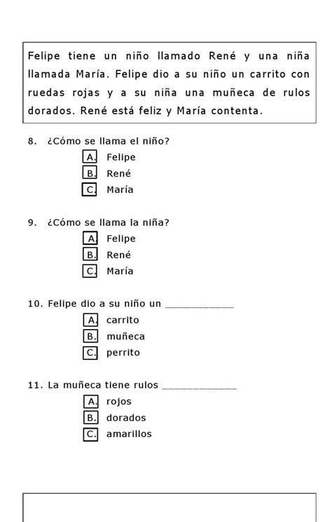 Prueba comprension lectora primero básico Math Reading Math equations