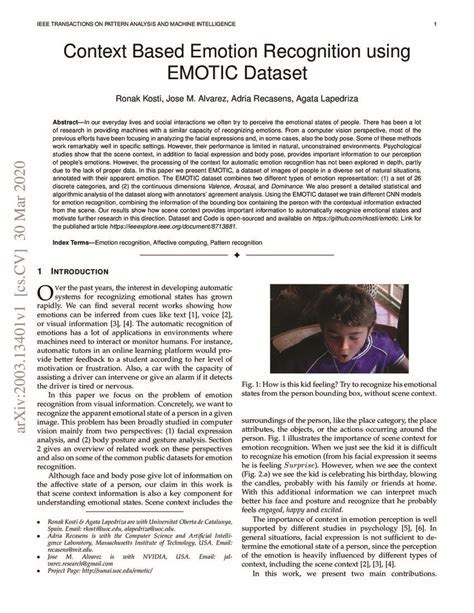 context based emotion recognition using emotic dataset deepai
