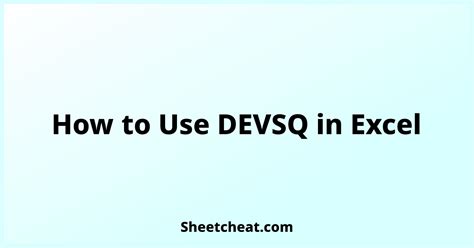 How To Use Devsq In Excel