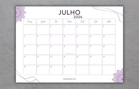 Calendário Julho 2024 Imprimir