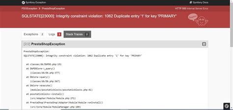 sqlstate[23000] integrity constraint violation 1062 duplicate entry 1 for key primary
