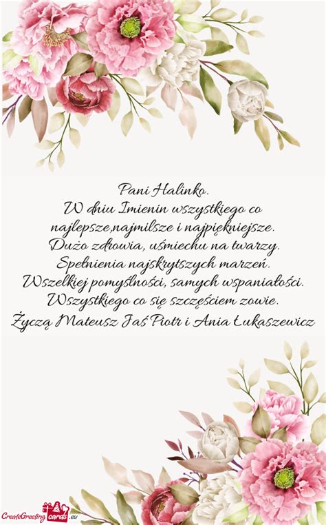 W Dniu Imienin Wszystkiego Co Najlepsze Najmilsze I Najpi Kniejsze