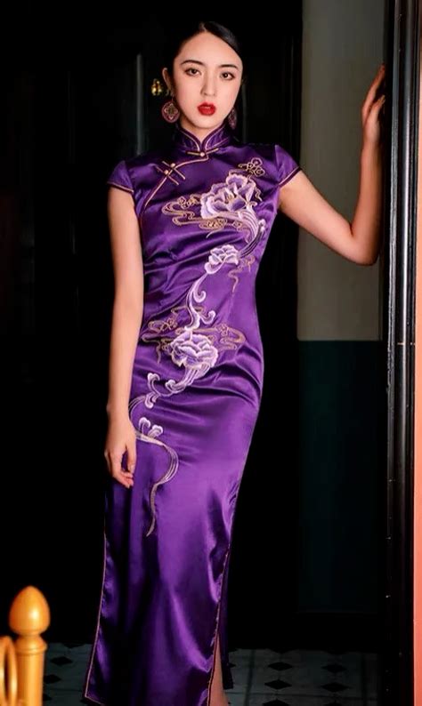 Cheongsams On Twitter Silk Satin Long Cheongsam Cheongsam Qipao