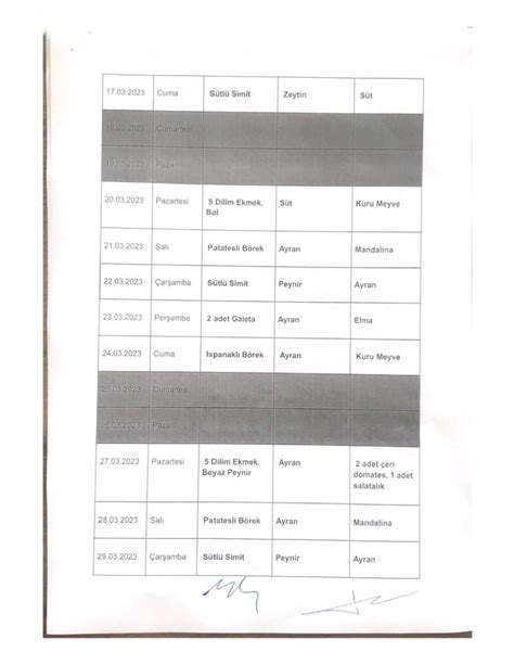 Mart Ay Yemek Listesi Okul Ncesi Beslenme Program