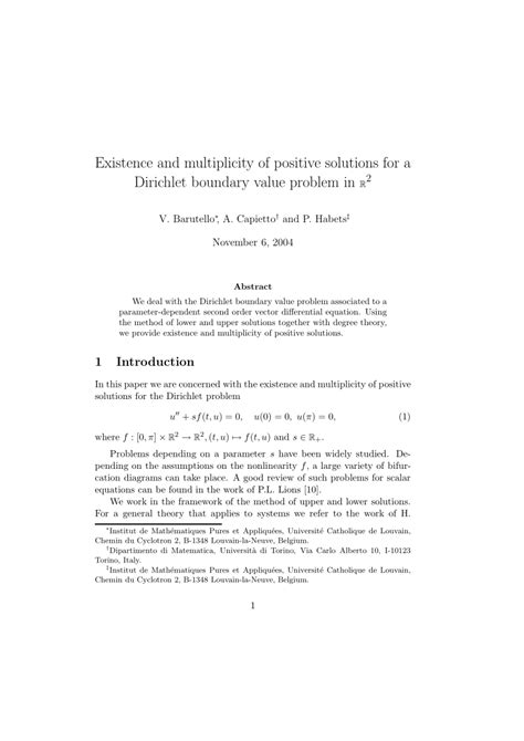 pdf existence and multiplicity of positive solutions for a dirichlet boundary value problem in ℝ2