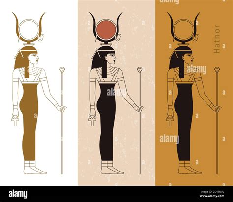 A Collection Of Vector Illustrations By The Ancient Egyptian Goddess Hathor From The Ankh Stock