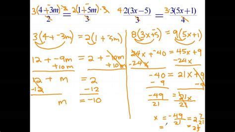 solving equations with fractions on both sides youtube
