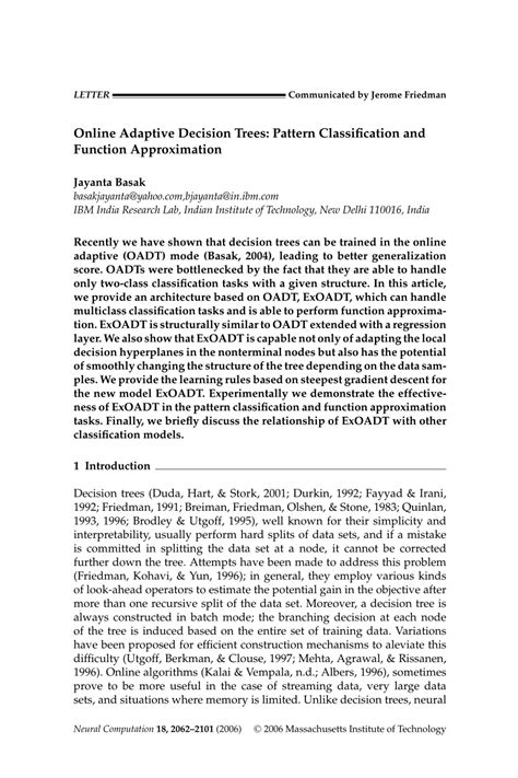 pdf online adaptive decision trees pattern classification and function approximation