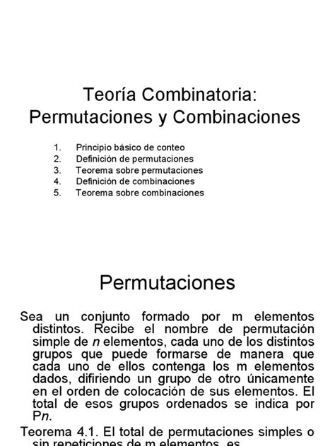 4b teoría combinatoria pdf permutación matemáticas discretas