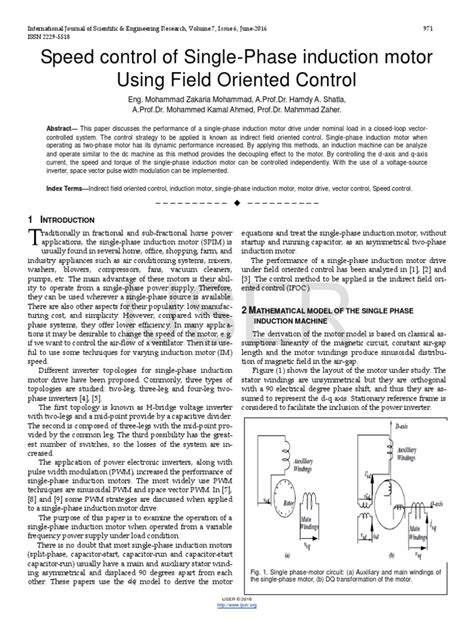 speed control of single phase induction motor using field oriented control pdf electric