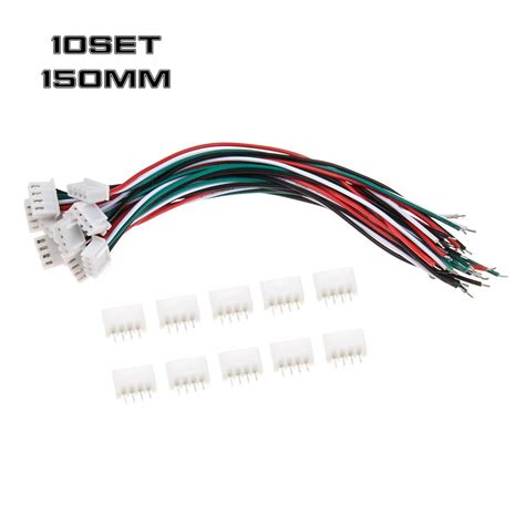 Mini Micro 10 Set JST XH 2 54mm 4 Pin Connector Plug With 24AWG 1007
