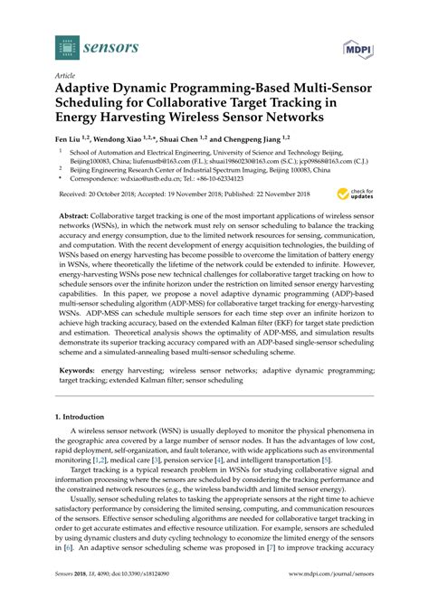 pdf adaptive dynamic programming based multi sensor scheduling for collaborative target