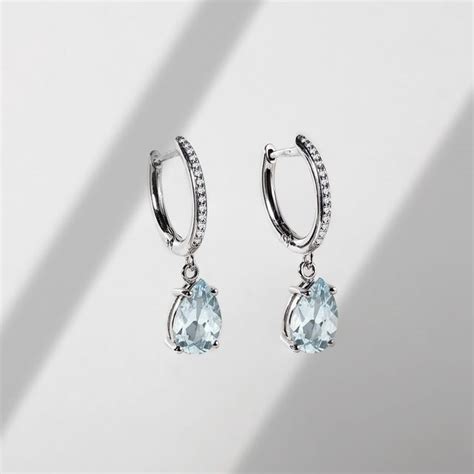 Aquamarin Ohrringe mit Diamanten in Weißgold KLENOTA