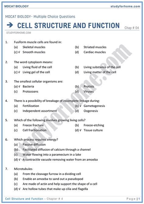 Mdcat Biology Chap Cell Structure And Function