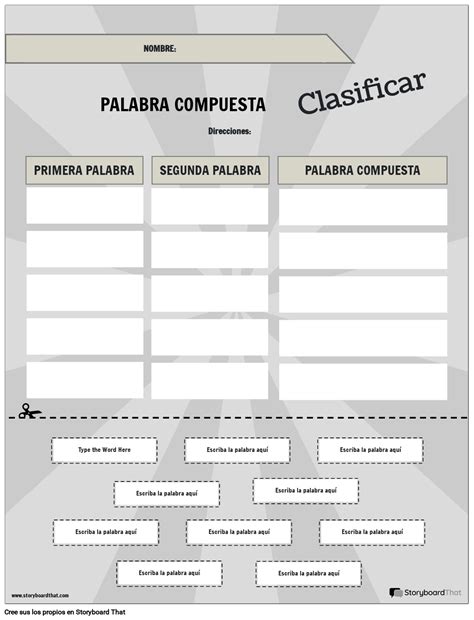 Ordenaci N De Palabras Compuestas En Blanco Y Negro