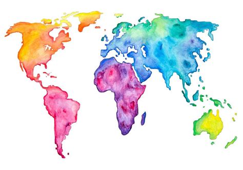 World Map Print World Map Art World Map Painting Water Color