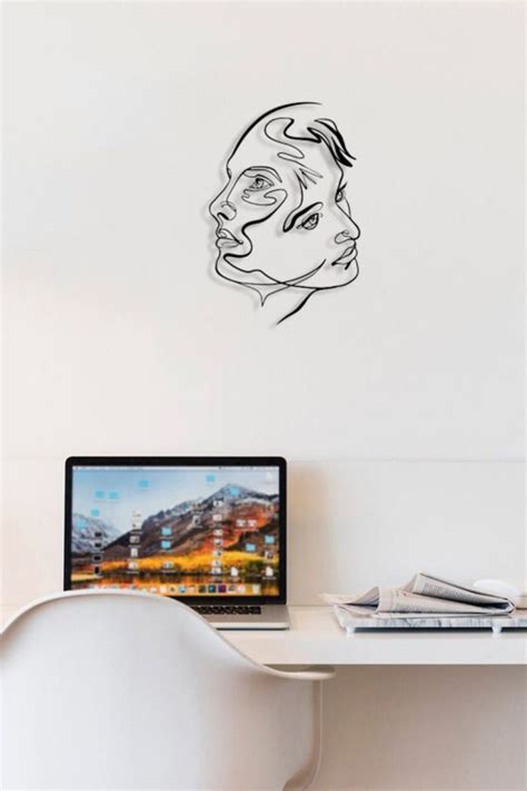 Two Face Silhouette Man Metal Wall Art Smiley Face Gay Portrait Queer