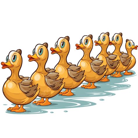 Patos En Fila Vector PNG Dibujos Pegatina Clipart Dibujos Animados
