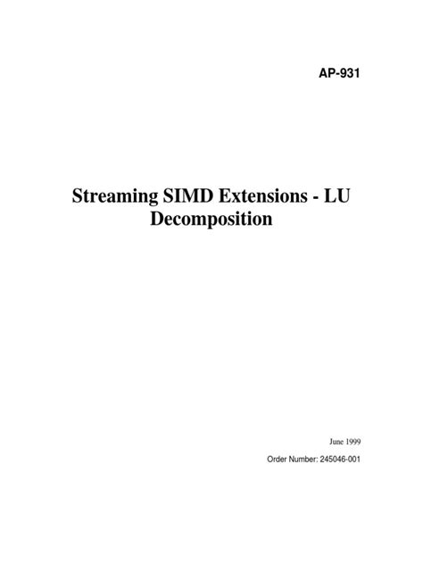 streaming simd extensions lu decomposition descargar gratis pdf matrix mathematics