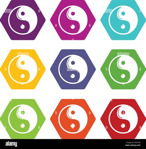 Yin Yang Symbol Taoism Icons Set 9 Vector Stock Vector Image Art Alamy