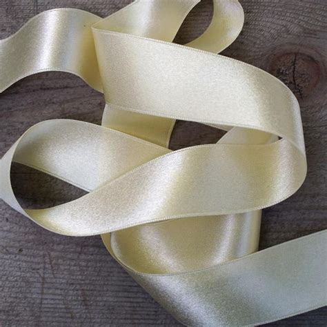 Light Yellow Silk Satin Ribbon By The Yard 9 Sizes Double Etsy In