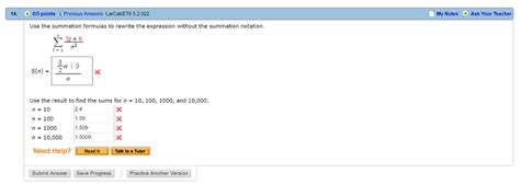 solved use the summation formulas to rewrite the expression