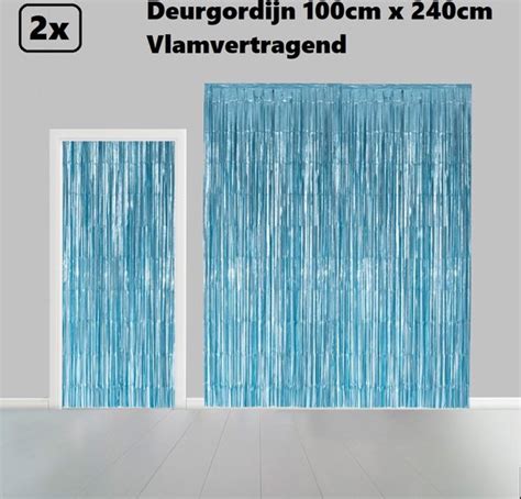 2x Folie Gordijn Metallic 2 4m X 1m Baby Blauw Vlamvertragend