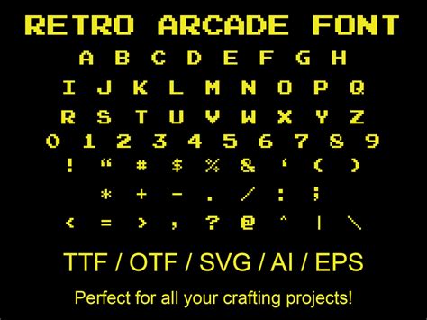 Retro Arcade Font Ttf Otf Svg Eps Silhouette Circuit Crafting Gifts