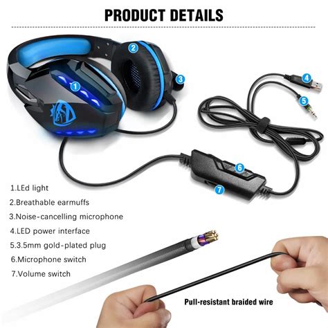 Soulbytes S11 USB 3 5mm 4 Pin Adjustable LED Light Gaming Headset