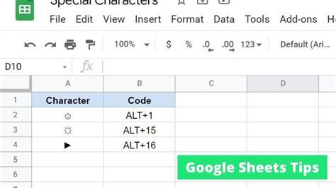 How To Insert Special Characters In Google Sheets