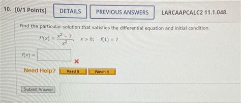 Solved Find The Particular Solution That Satisfies The D