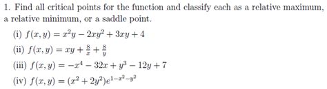 solved find all critical points for the function and