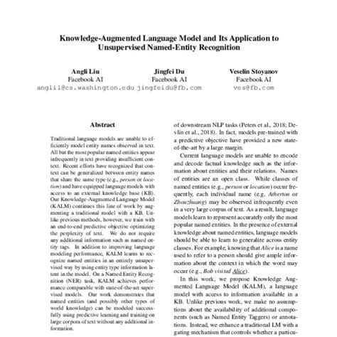knowledge augmented language model and its application to unsupervised named entity recognition