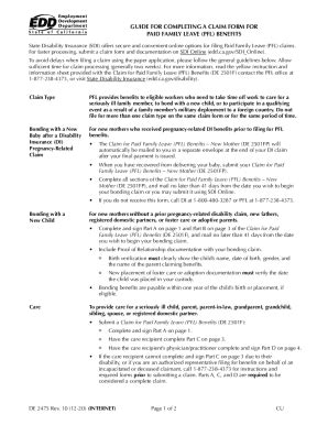 Fillable Online Edd Ca Guide For Completing A Claim Form For Paid